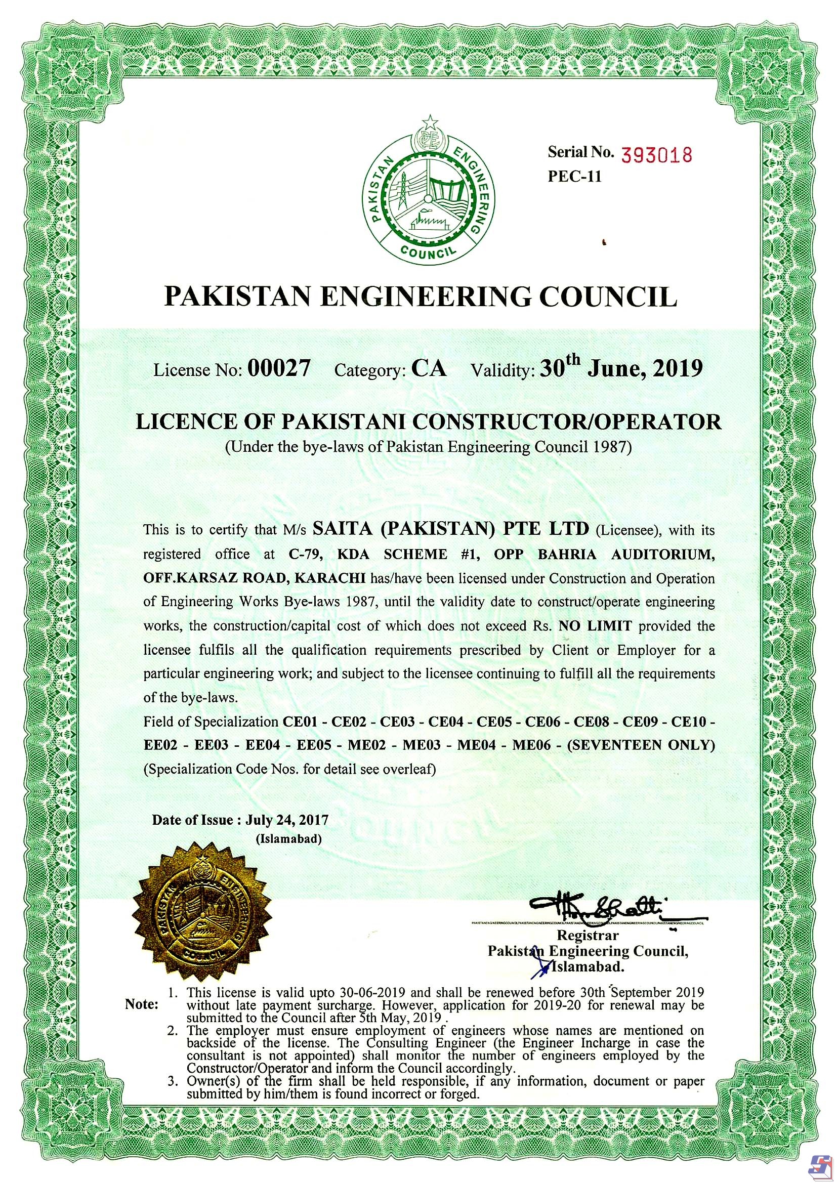 PEC – Saita Pakistan